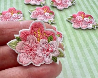 Cherry Blossom Iron-on Patch, Pink Sakura Flower Badge, Flowery Patch ...