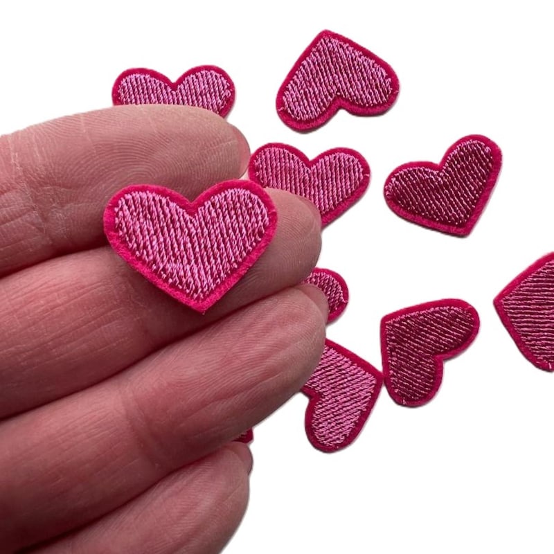 Pink Heart Embroidered Patch - Etsy UK