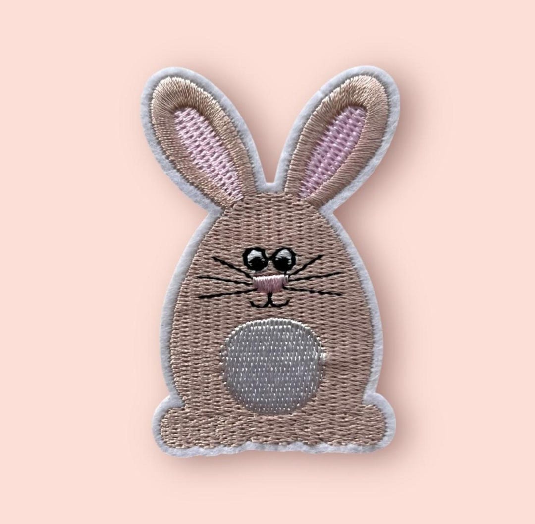 Rabbit Iron-on Patch, Embroidered Rabbit Applique, Motif, DIY ...