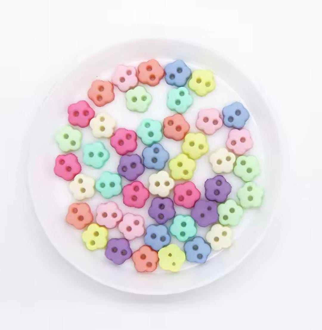 50 X 6mm Mini Flower Buttons, 6mm Buttons for Toy Clothes, Resin ...
