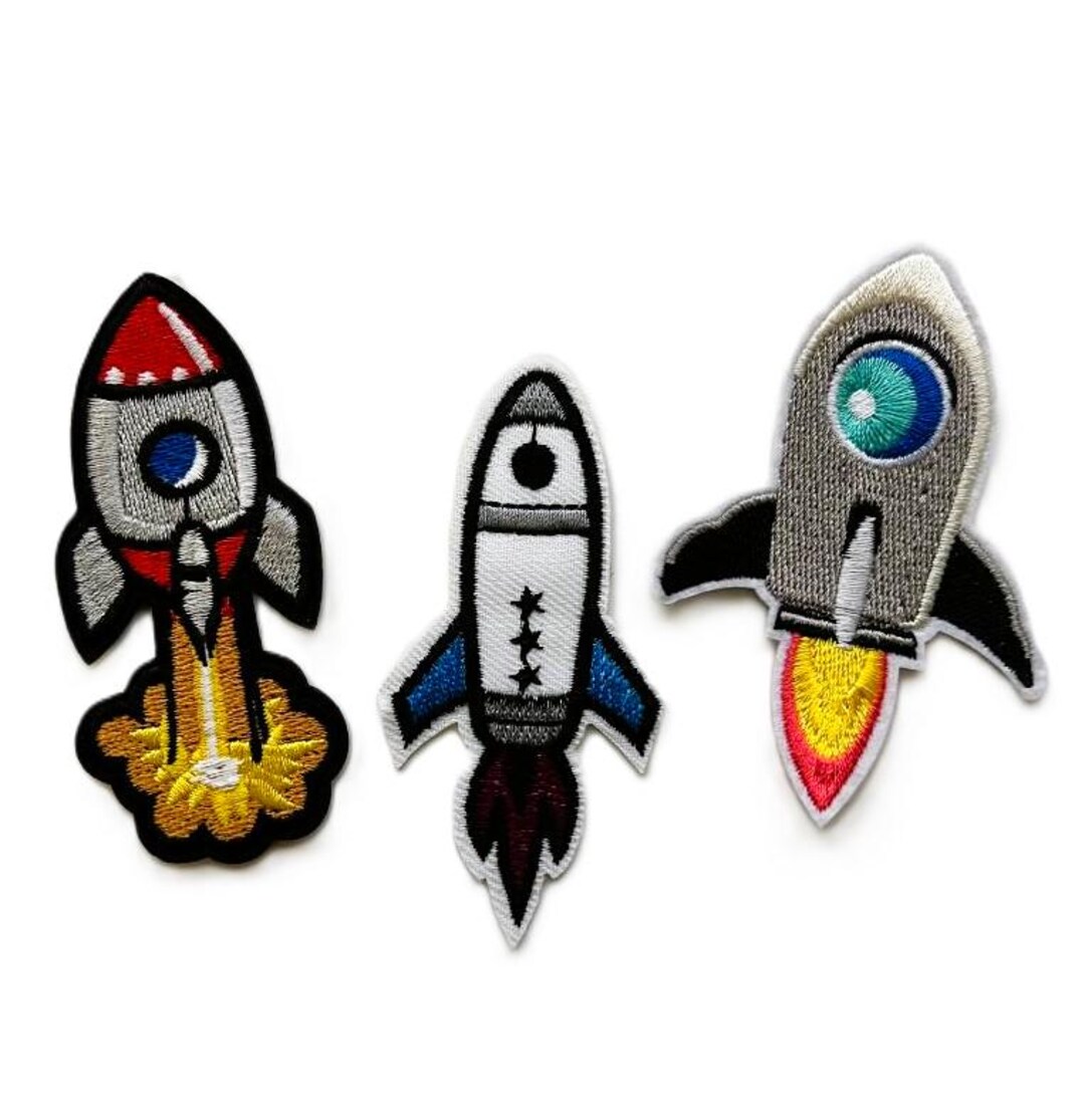 Space Rocket Iron-on Patch, Embroidered Rocket Motif, Clothes Patches - Etsy