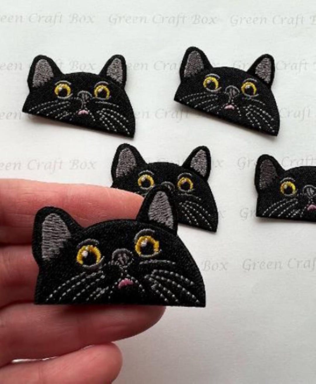 Peeking Cat Iron-on Patch, Peeping Black Cat Iron-on Patch, Embroidered Cat Applique, Motif, DIY ...