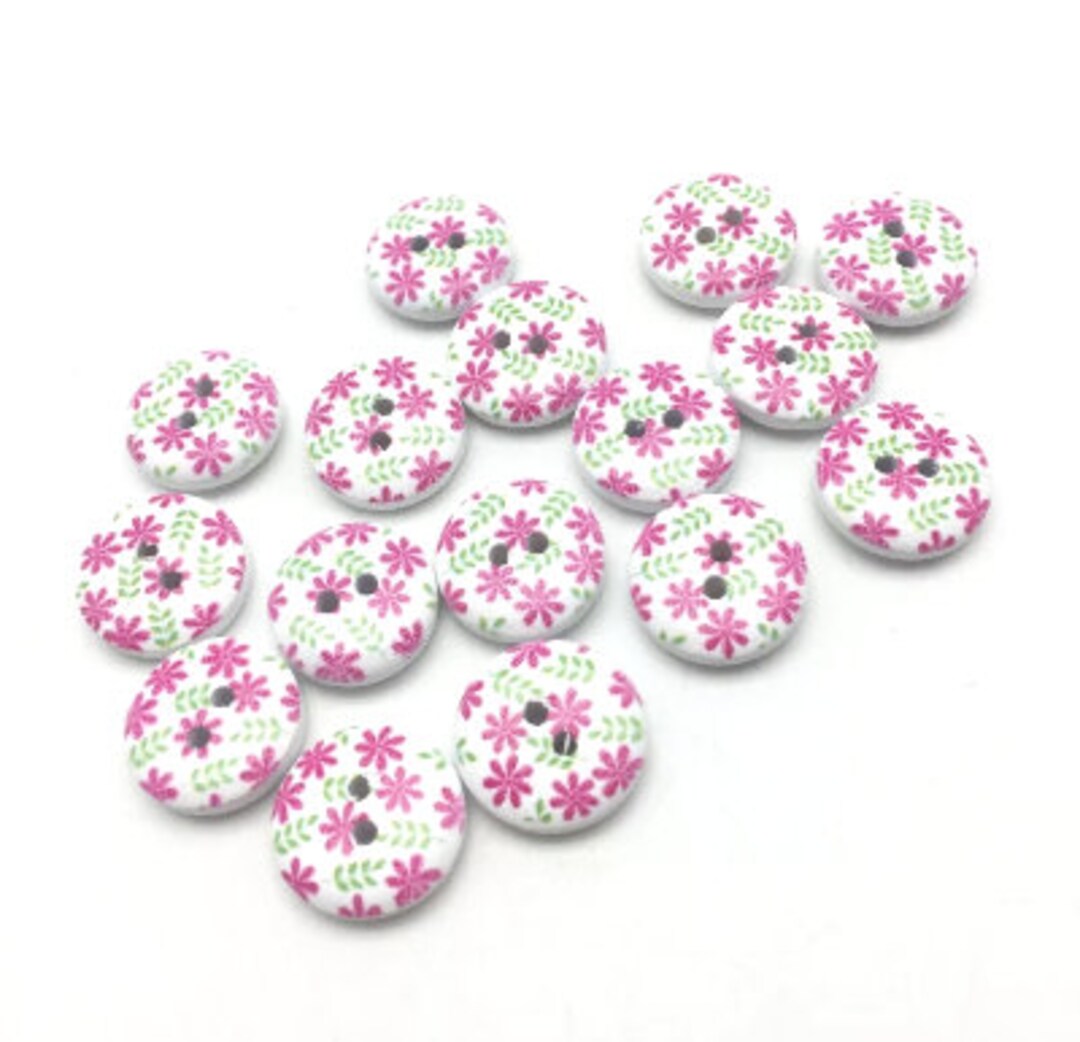 10 X Wood Buttons, Daisy Flower Buttons, 15mm Buttons, Round Buttons - Etsy