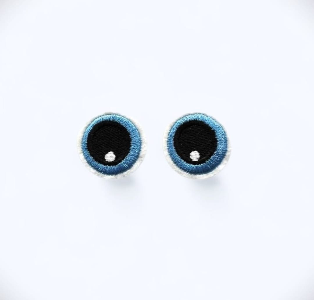 1 Pair Fabric Embroidered Blue Toy Eyes: Iron-on Craft Eyes (2.5cm) - Etsy