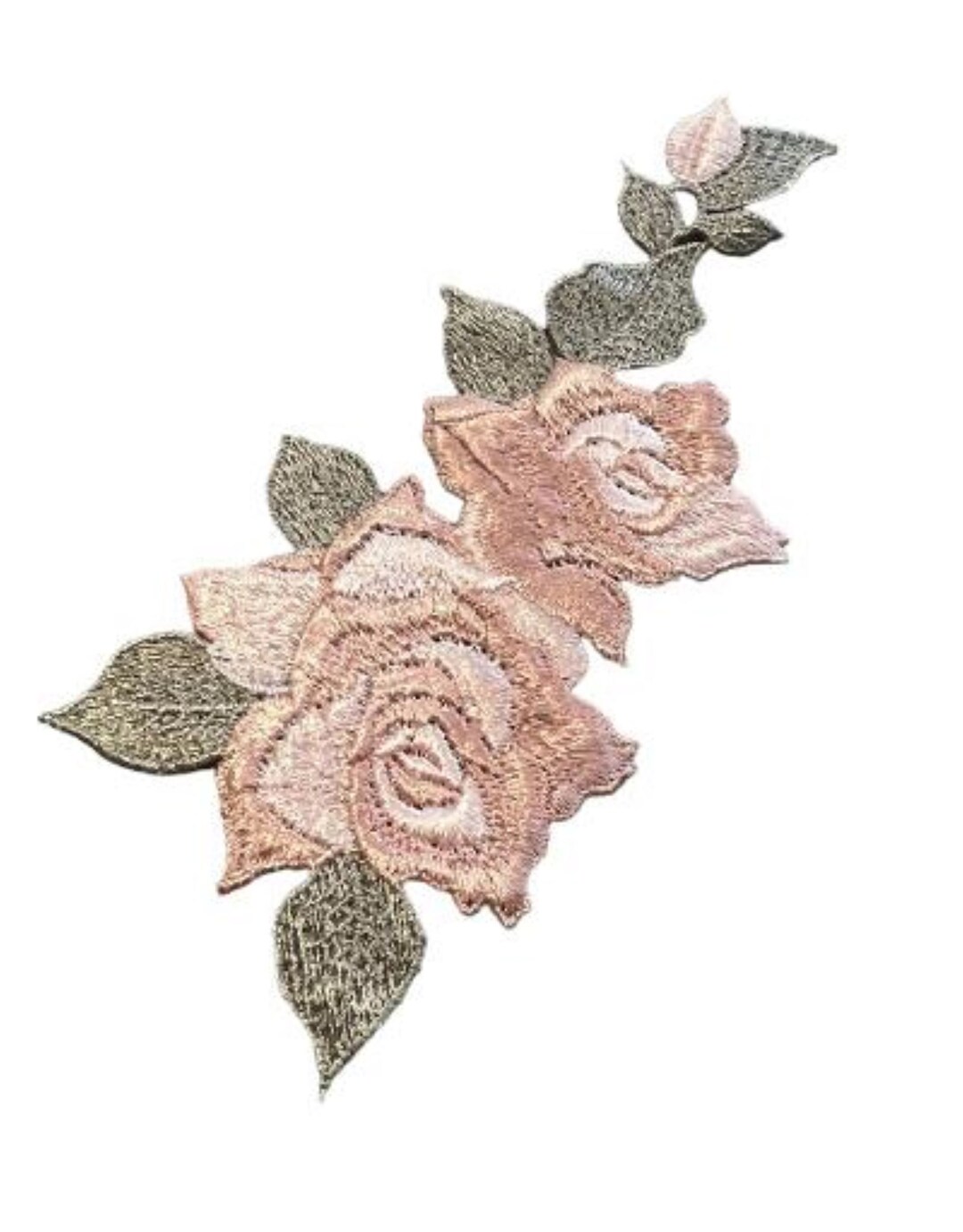 Embroidered Dusky Pink Rose Applique, Rose Sew on Lace Applique, Lace ...