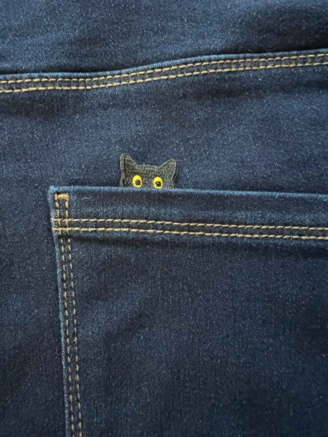 Peeking Cat Iron-on Patch, Black Cat Patch, Miniature Peeping Cat Iron ...