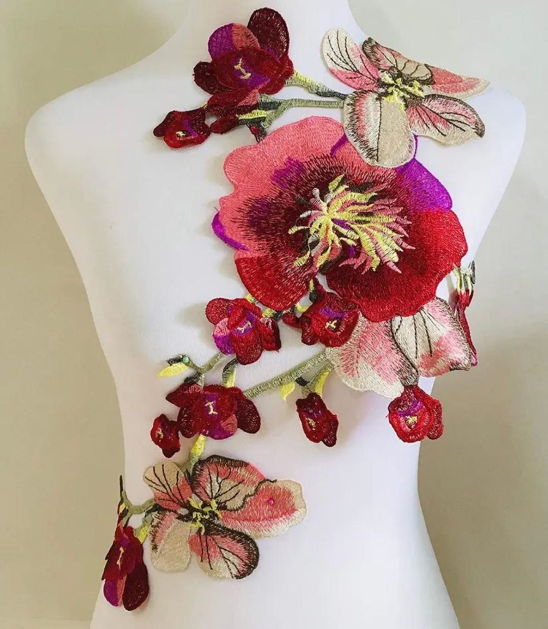 Large Embroidered Flower Applique, Sew-on Applique, Embroidery Flowers ...