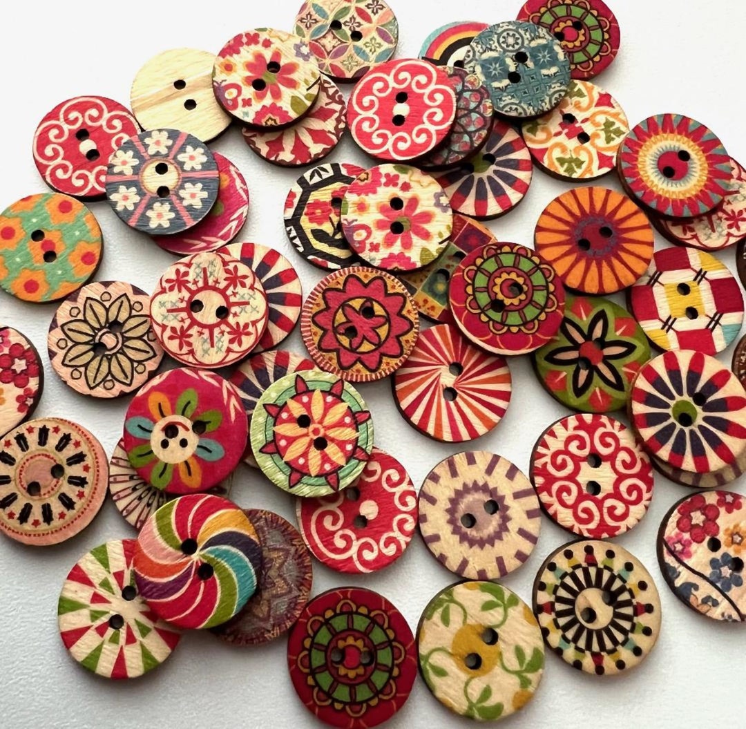 10 X Wood Buttons, 20mm Wood Buttons, Vintage Style Wooden Buttons - Etsy