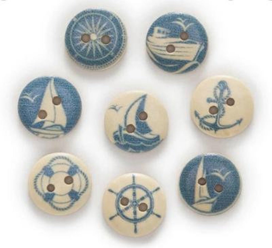 10 X Wooden Buttons Nautical Buttons 15mm Buttons Round - Etsy