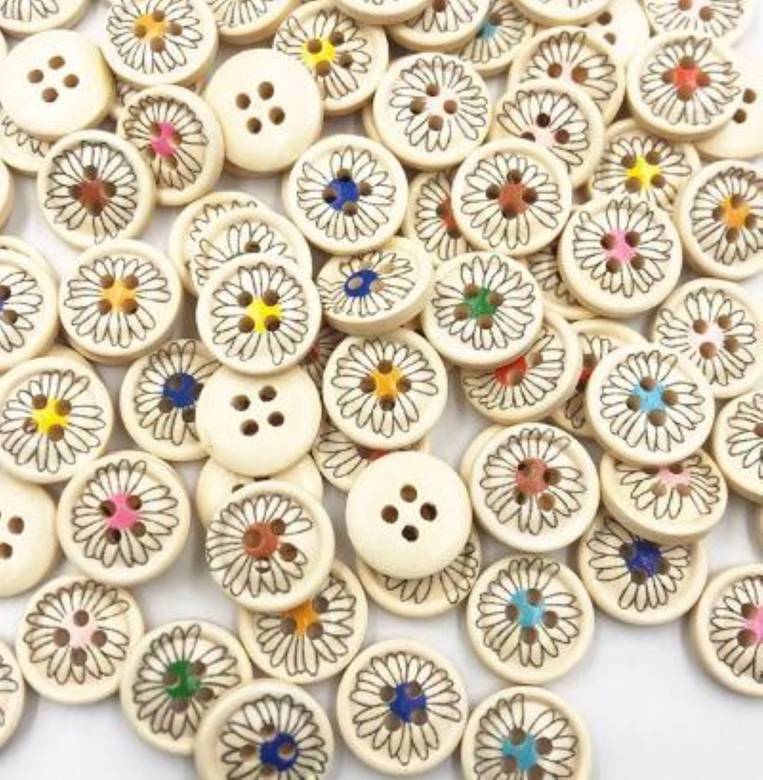 8 X Daisy Flower Buttons, 15mm Buttons, 15mm Round Buttons - Etsy