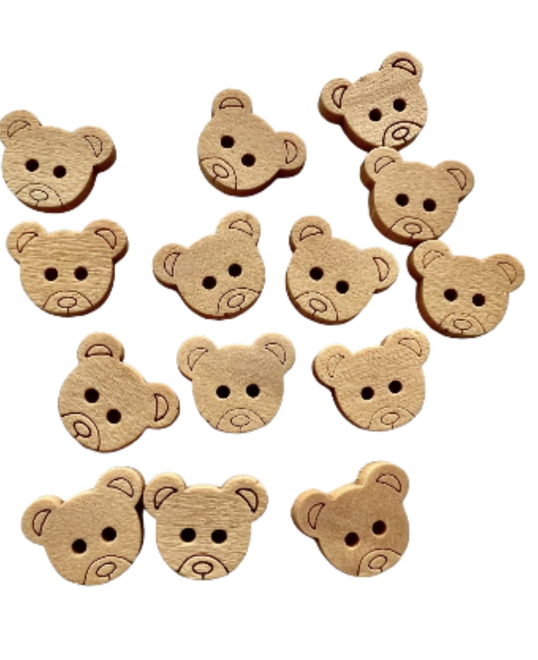 12 X Wood Buttons, Teddy Bear Buttons, 13mm X 18mm Wood Buttons, Craft ...