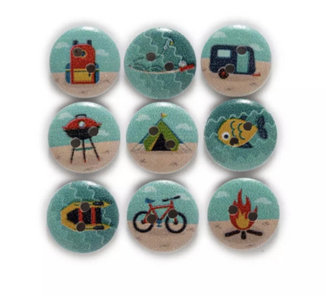 10 x Wood Buttons, 15mm Buttons, Round Buttons, Camping Buttons - Etsy ...