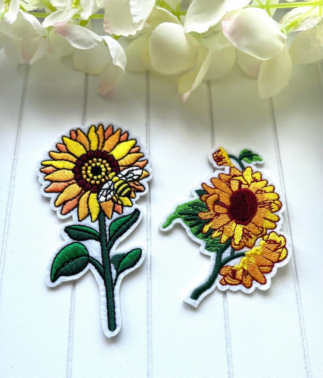 Sunflower Iron-on Patch, Embroidered Sunflower Applique, Sunflower ...
