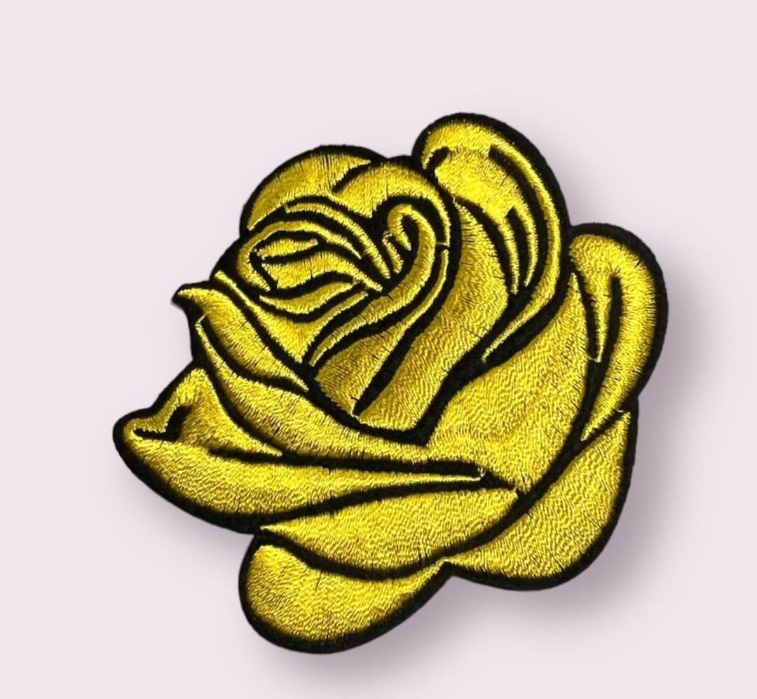 Yellow Rose Iron-on Patch. Embroidered Rose Patch, Floral Patches - Etsy