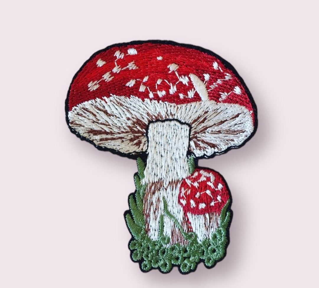 Mushroom Iron-on Patch, Embroidered Mushroom Iron-on Patch, Fabric Applique - Etsy