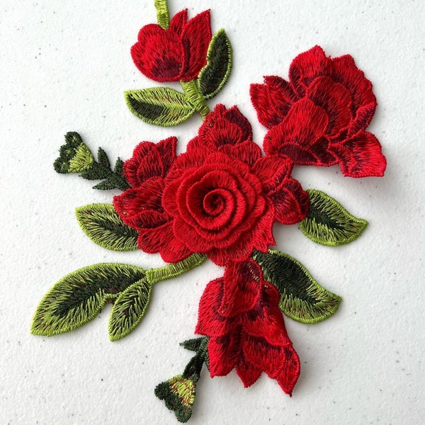 Red Flower Applique - Etsy