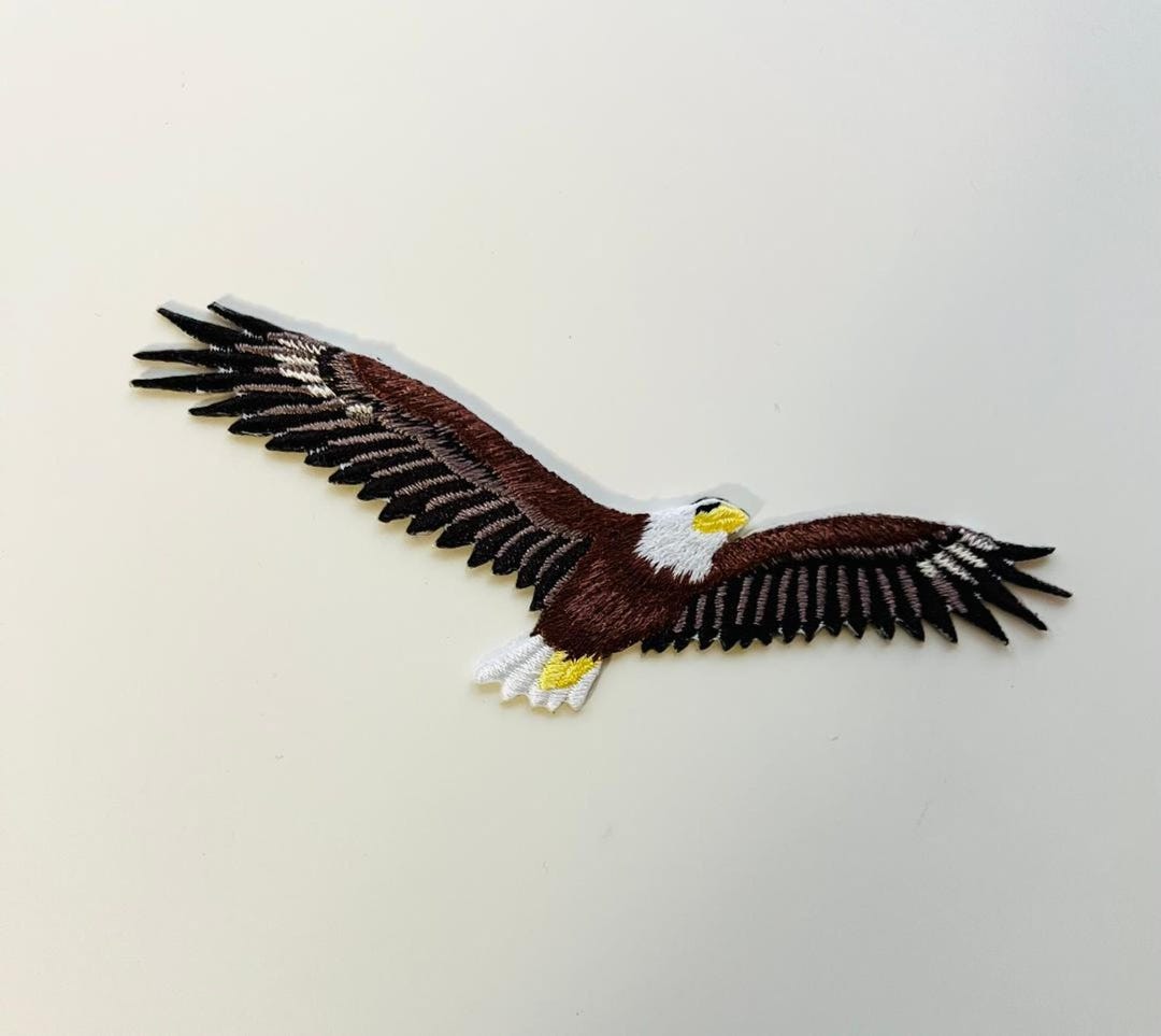 Flying Bald Eagle Patch: Embroidered Bird Applique (12cm X 4cm) - Etsy