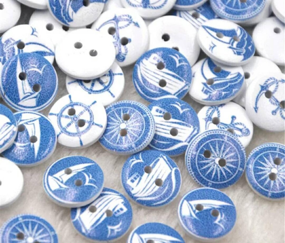 10 x Sailing Boat Buttons, Nautical Buttons, 15mm Buttons, Wood Buttons ...