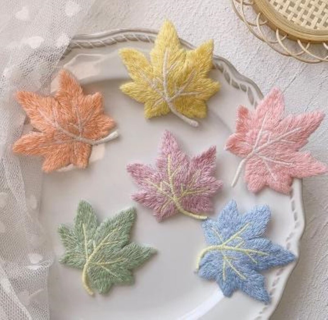 Maple Leaf Applique Embroidered Applique Autumn Leaves Sew - Etsy