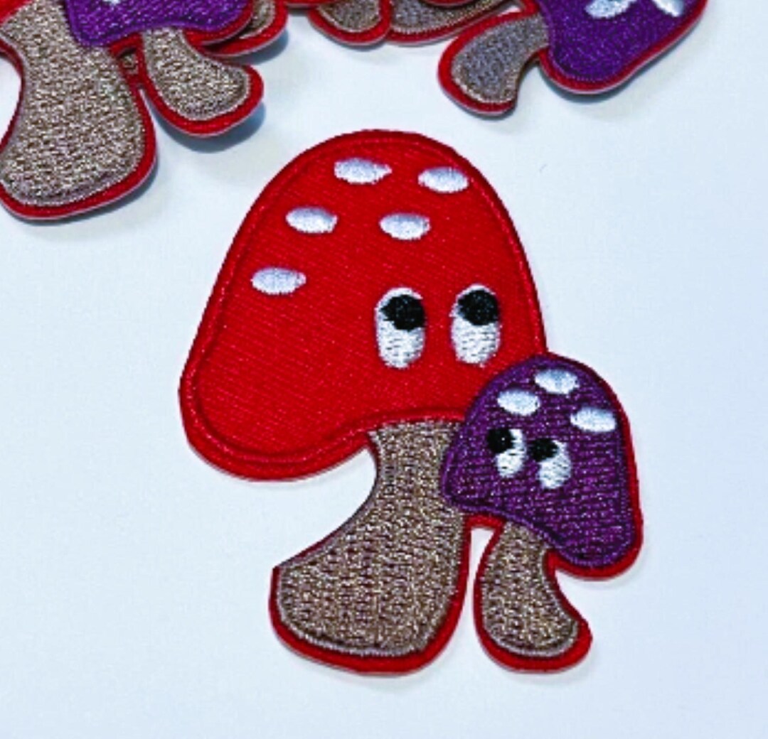 Mushroom Iron-on Patch: Embroidered Fungi Applique (6.2cm X 4.5cm) - Etsy