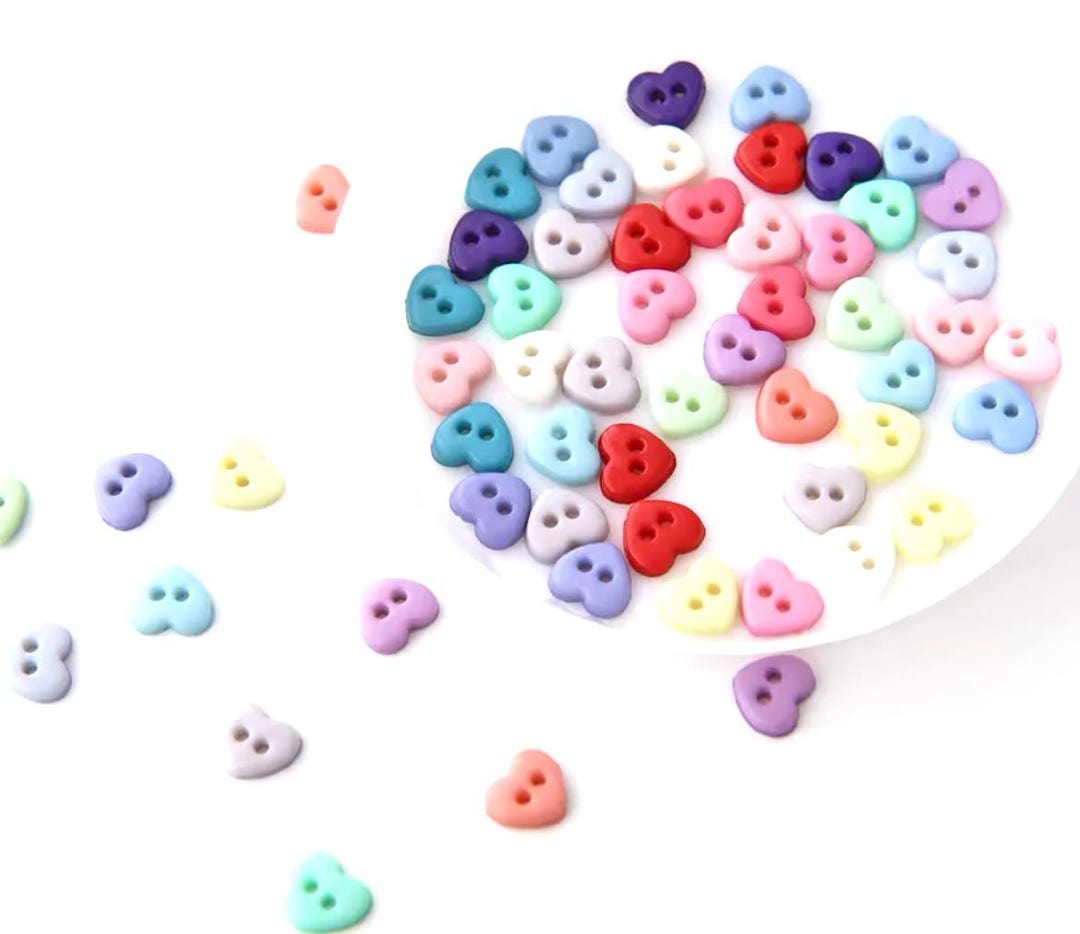50 X 6mm Mini Heart Buttons, 6mm Buttons for Toy Clothes, Resin Buttons ...