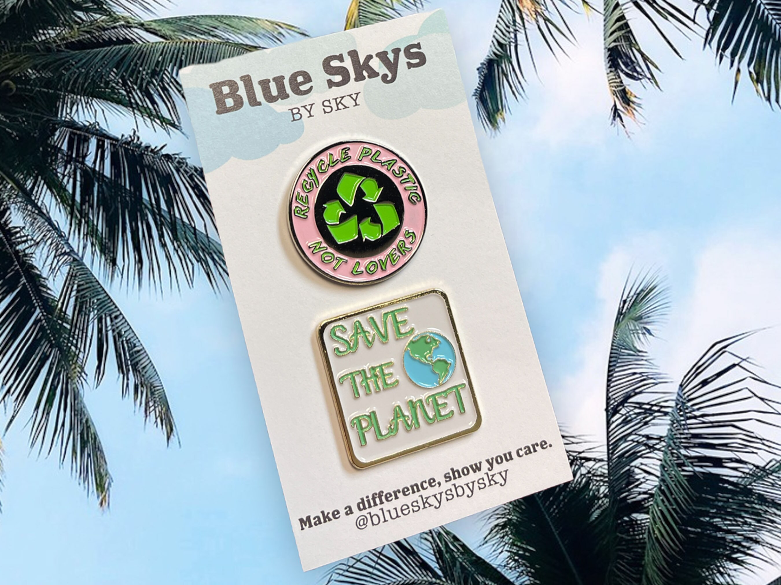 Save the Planet Recycle Plastic Not Lovers Lapel Pin Set - Etsy