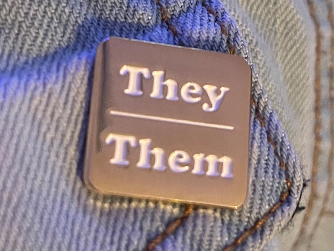 They/them Pronoun Lapel Pin, They Them Pronouns Lapel Pin Gold and ...