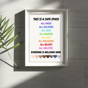 Safe Space DIGITAL PRINT, Everyone is Welcome, Equality Poster ...