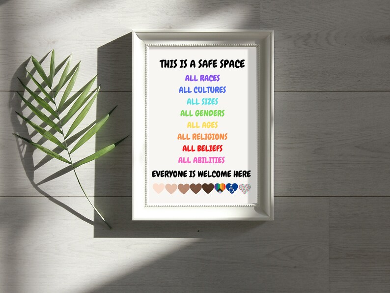 Safe Space DIGITAL PRINT, Everyone is Welcome, Equality Poster ...