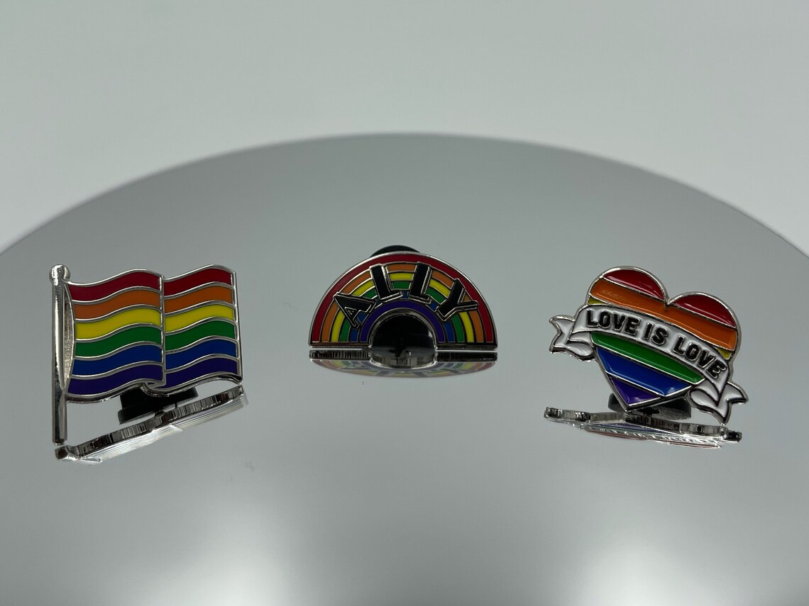 LGBTQ+ Rainbow Pride Pin Set, Flag Love is Love ALLY Lapel Pins Pack of ...