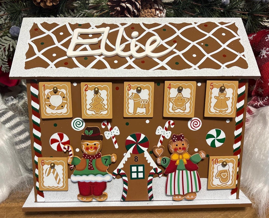 Personalised Gingerbread Man House Advent Calendar Christmas Count Down ...