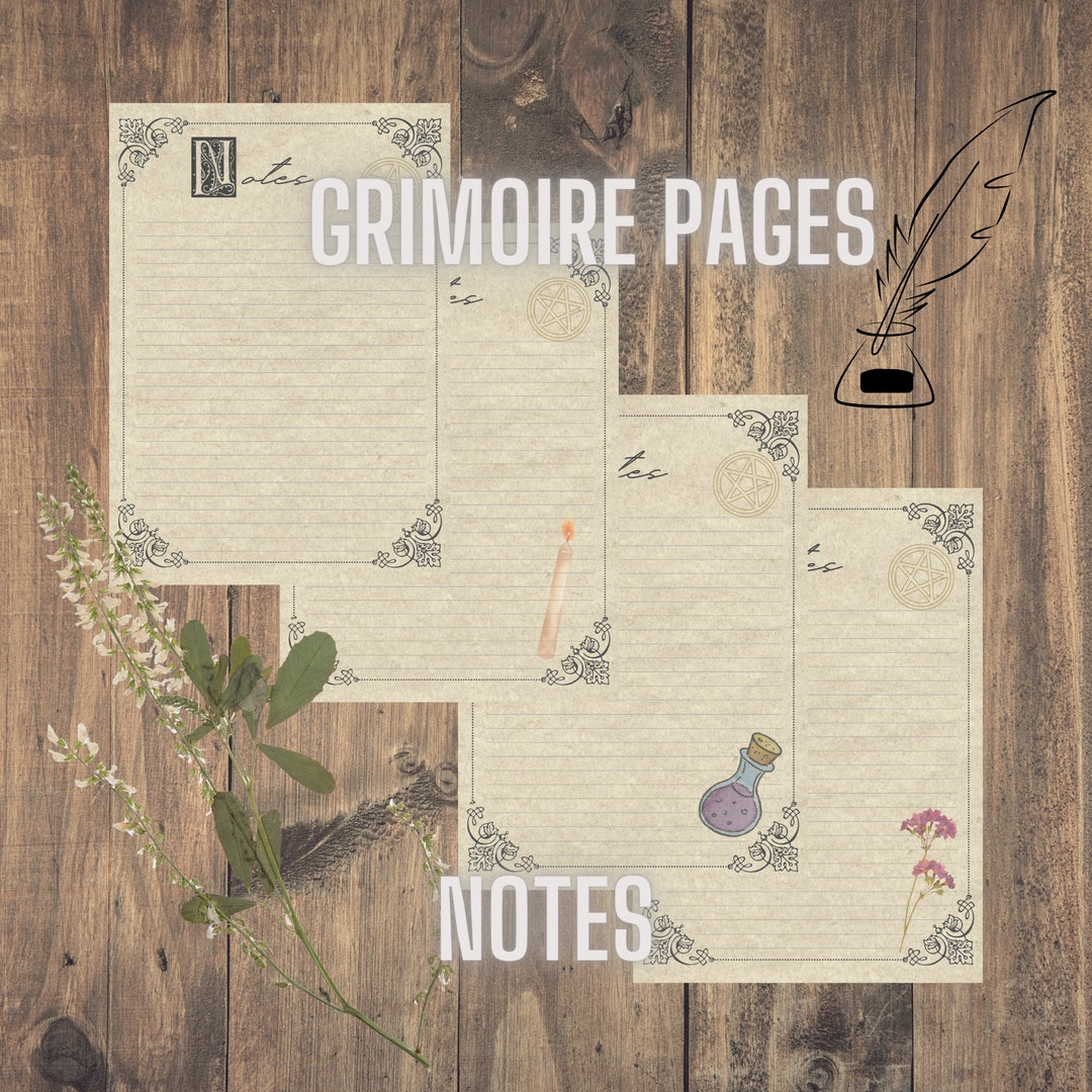 Lined Grimoire Pages, Digital Grimoire Pages, Book of Shadows, Digital ...
