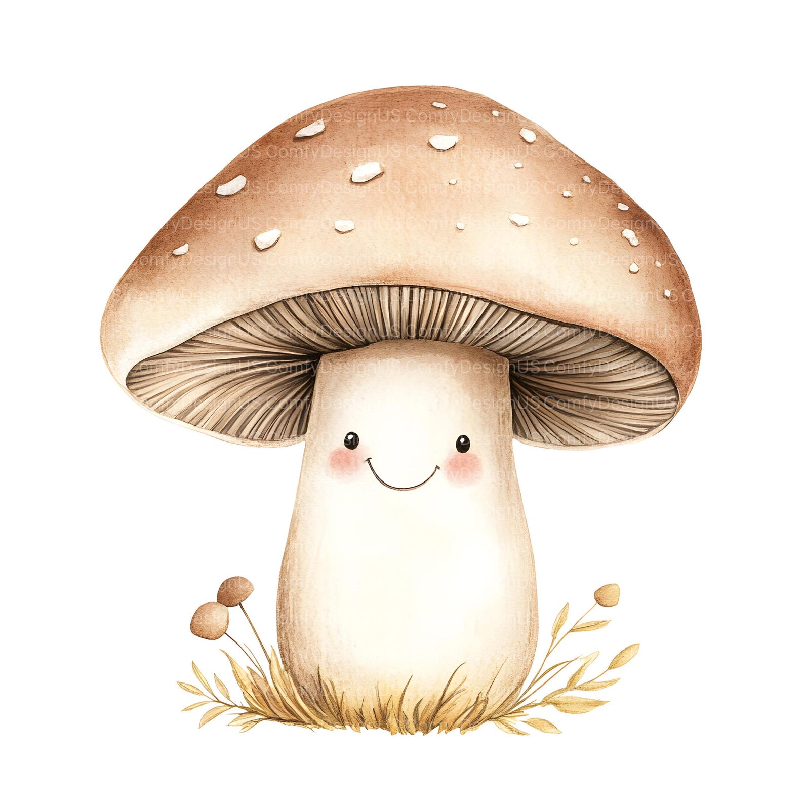 Cute Mushroom Clipart, 12 High Quality Jpgs, Funny Mushroom, Fungi ...