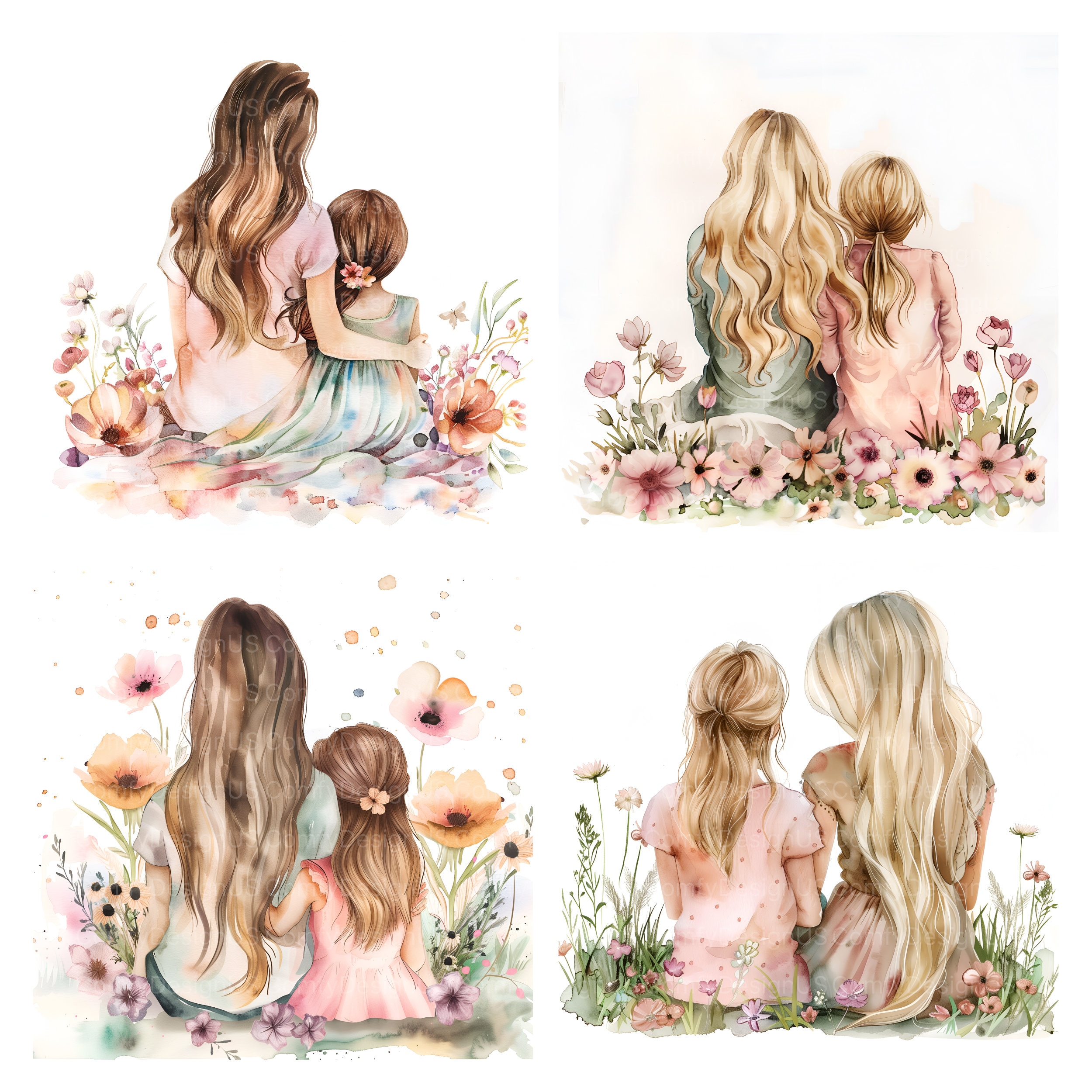 15 Watercolor Mother's Day Clipart, A Day With Mom, Mom Clipart, Mama ...