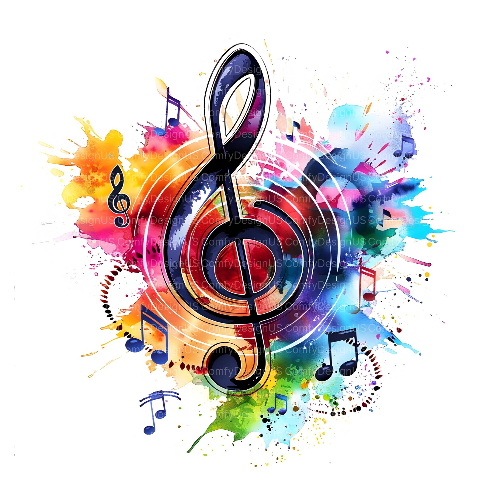 15 Music Notes Clipart, Music Wall Art, Watercolor Music Notes ...