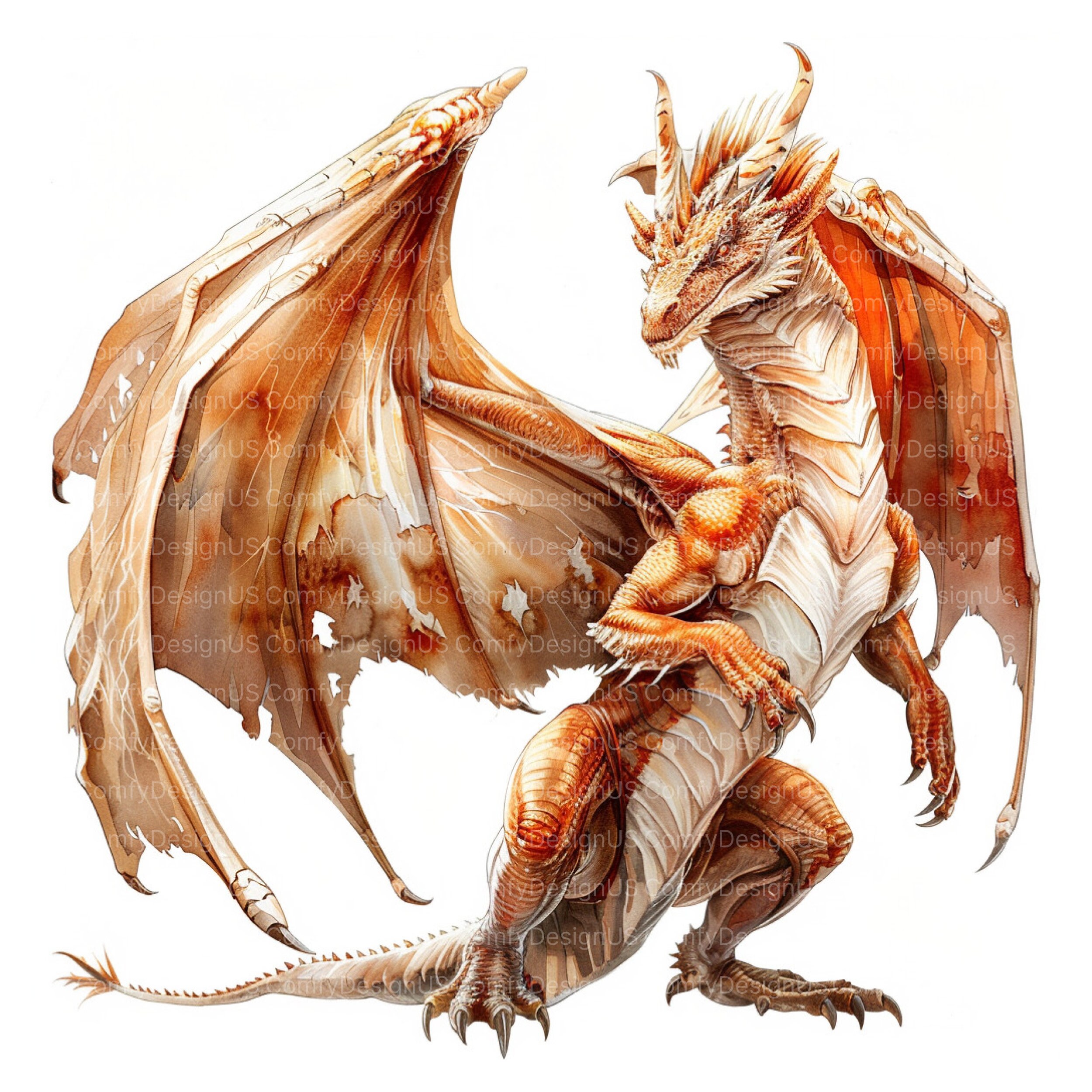 15 Dragon Clipart, Chinese Dragon, Winged Dragon, Printable Watercolor ...