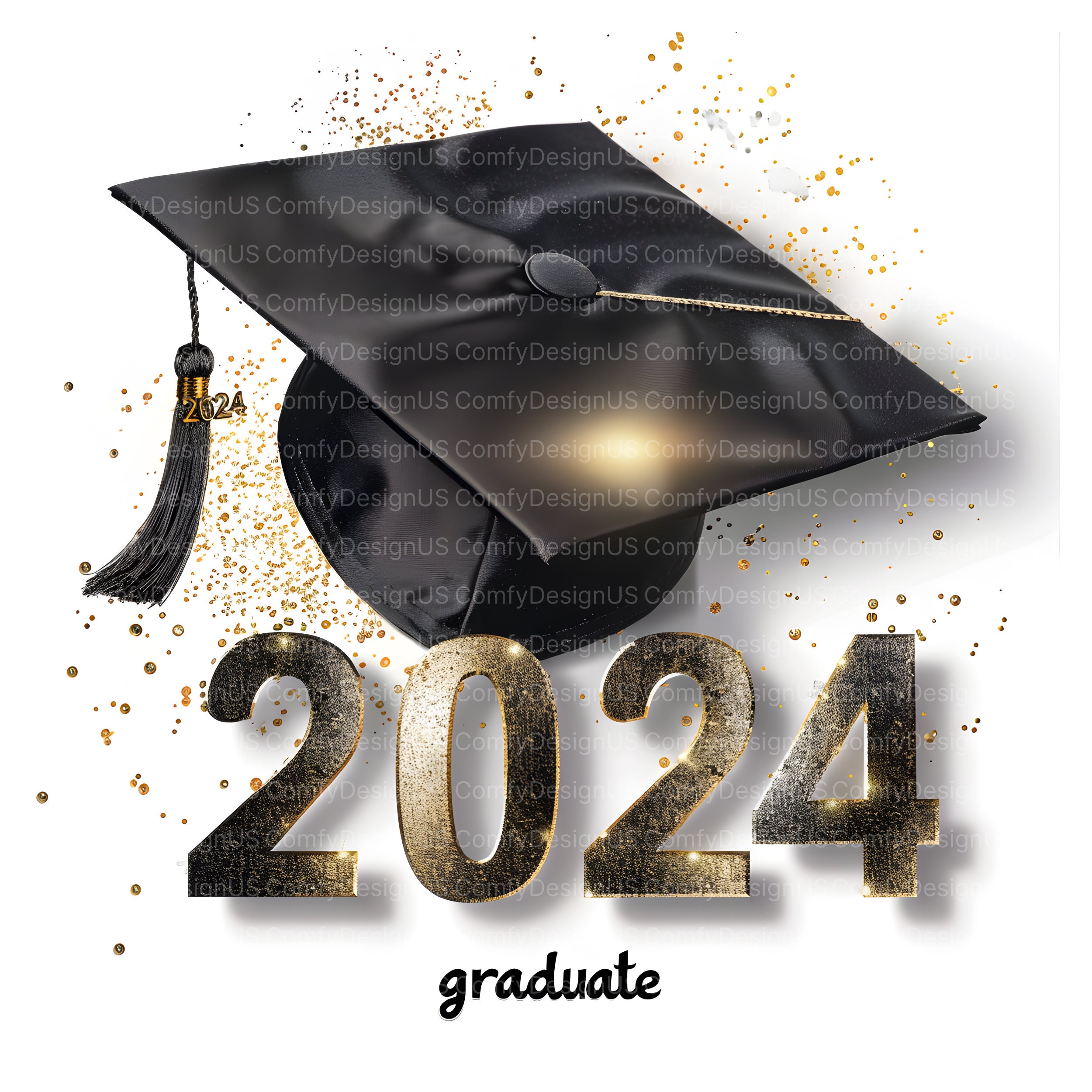 5 Graduation Caps, Grad Clipart, Graduation 2024, Printable Watercolor ...