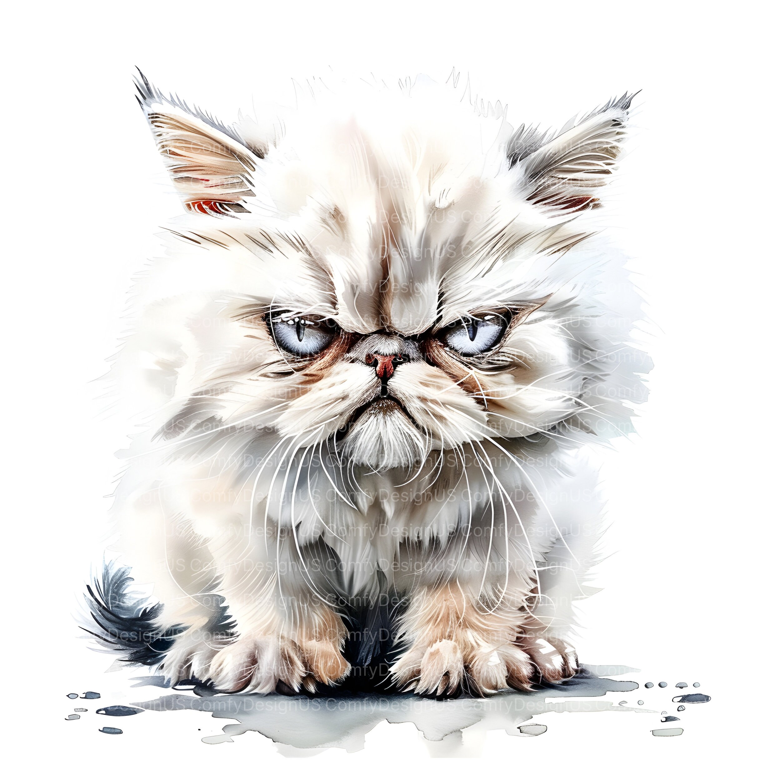 15 Grumpy Sad Kitten Clipart, Cat Clipart, Hissy Cat Image, Printable ...