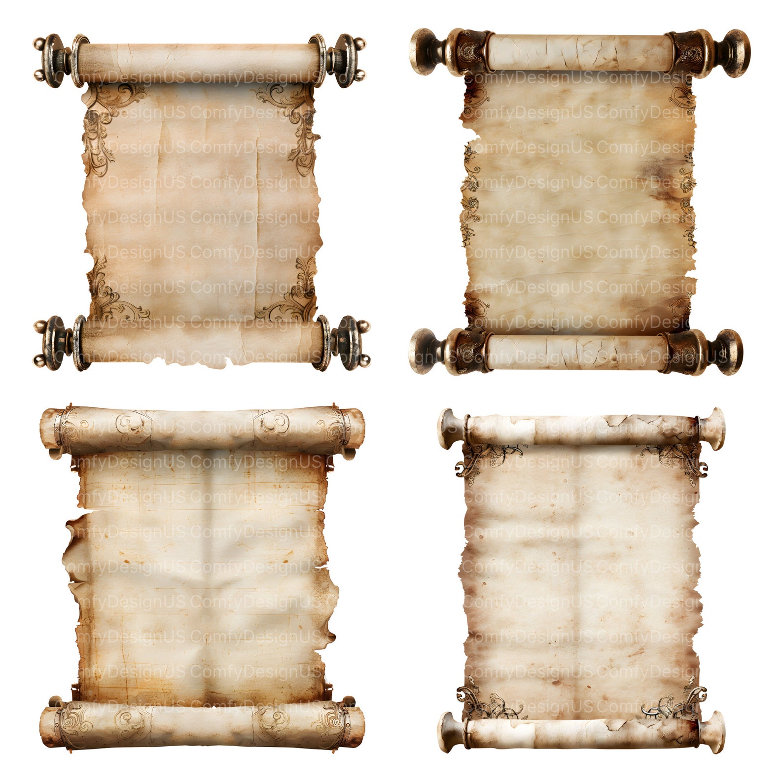 15 Medieval Scroll Clipart, Vintage Scroll, Scroll Graphic, Open Scroll ...