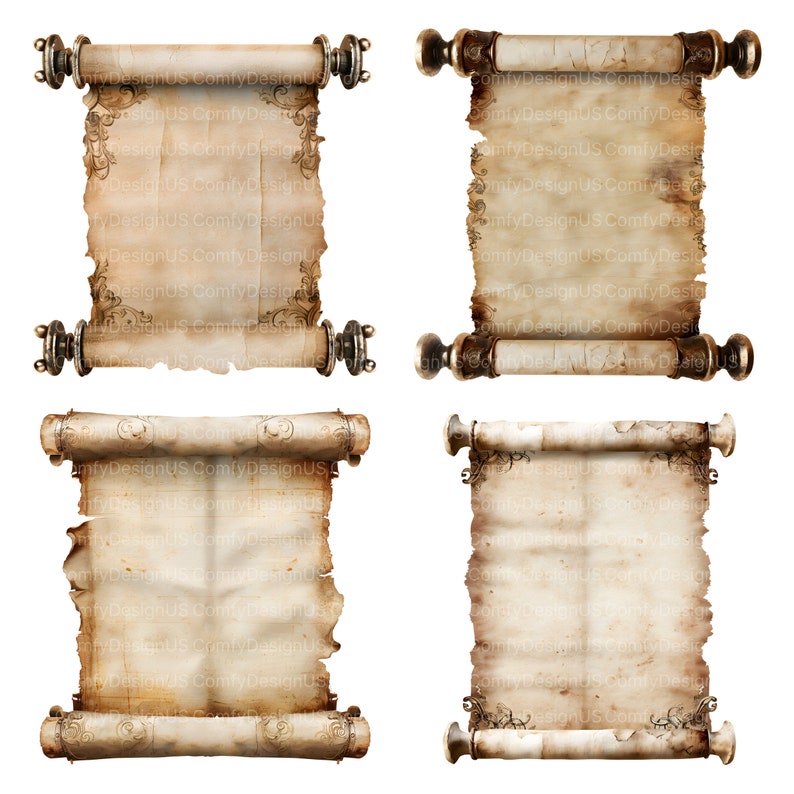 15 Medieval Scroll Clipart, Vintage Scroll, Scroll Graphic, Open Scroll ...