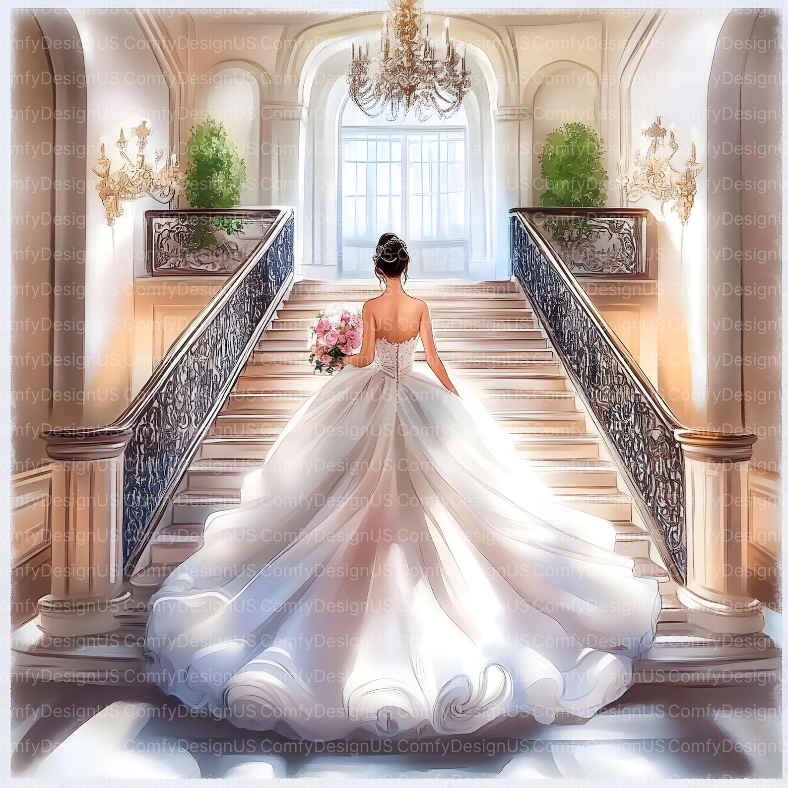 20 Bride on Stairs Clip Art, Bride Clipart, Wedding Clipart, Ceremony ...