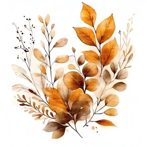 20 Autumn Leaves Boho Clipart, Boho Fall Leaves, Autumn Bouquet ...