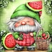 13 Sweet Watermelon Gnome Clipart, Watermelon Clipart, Watercolor Gnome ...
