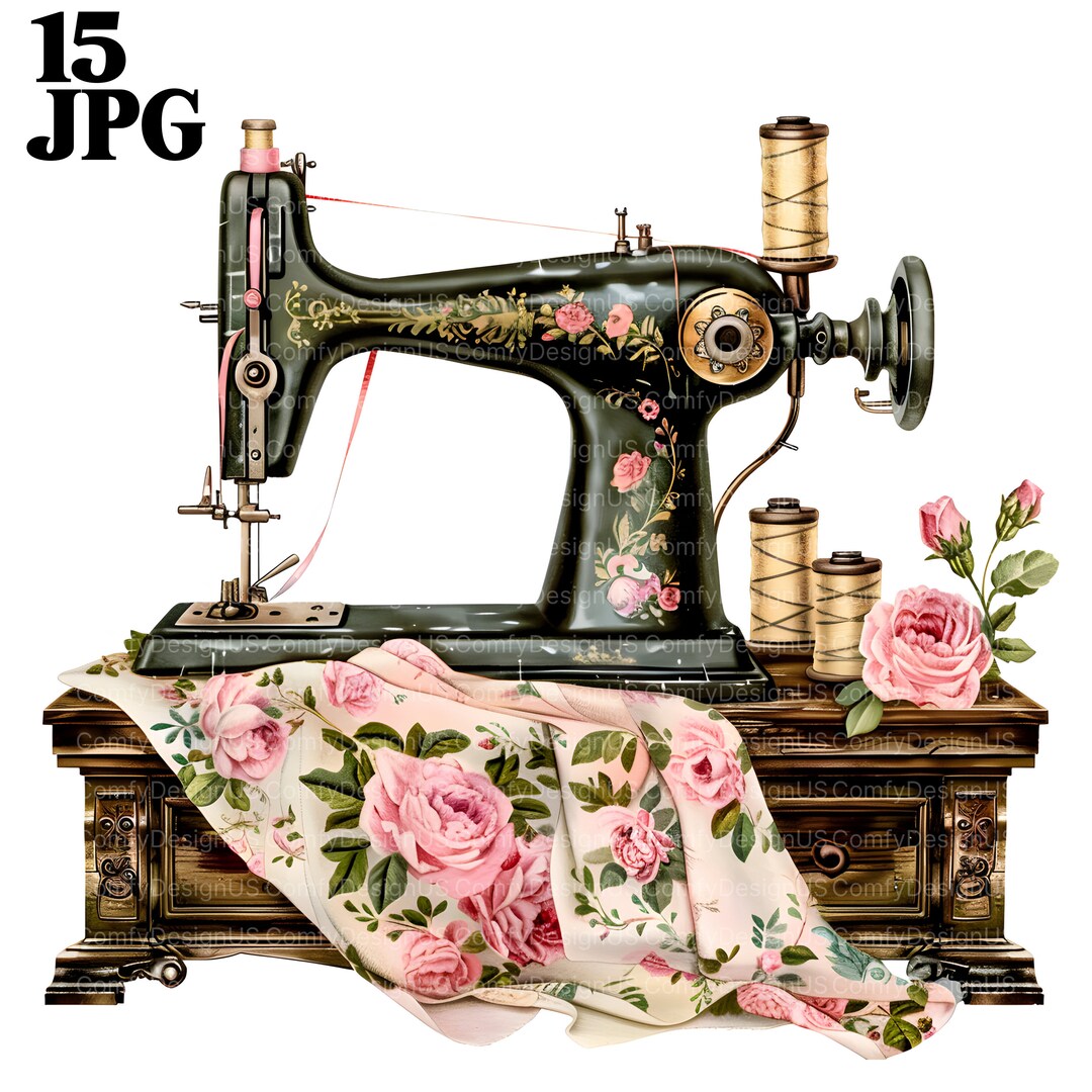 15 Vintage Floral Sewing Clipart, Vintage Sewing Clipart, Victorian ...