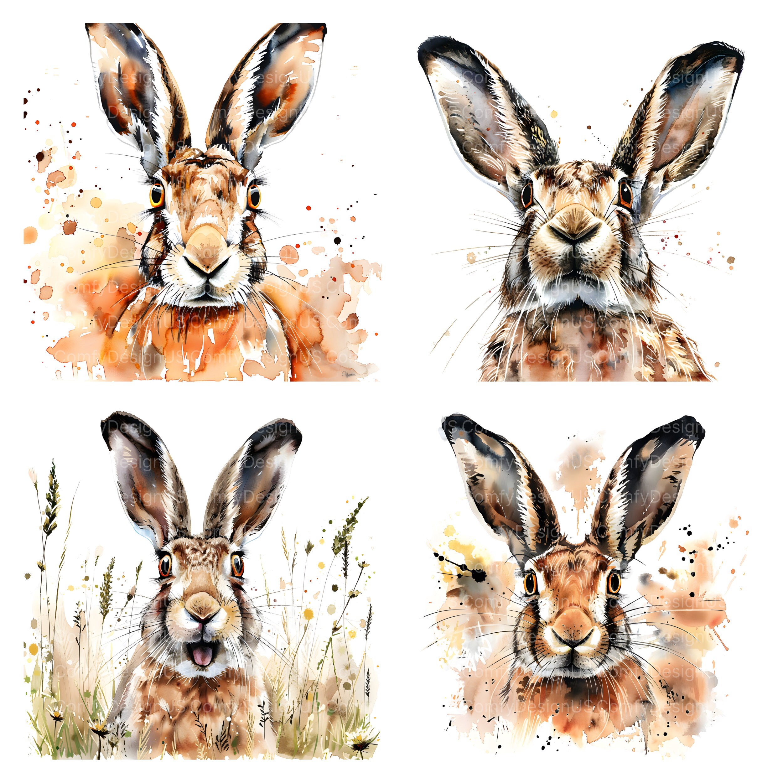 Surprised Hare Clipart, Amazed Rabbit, Cute Rabbit, Printable ...