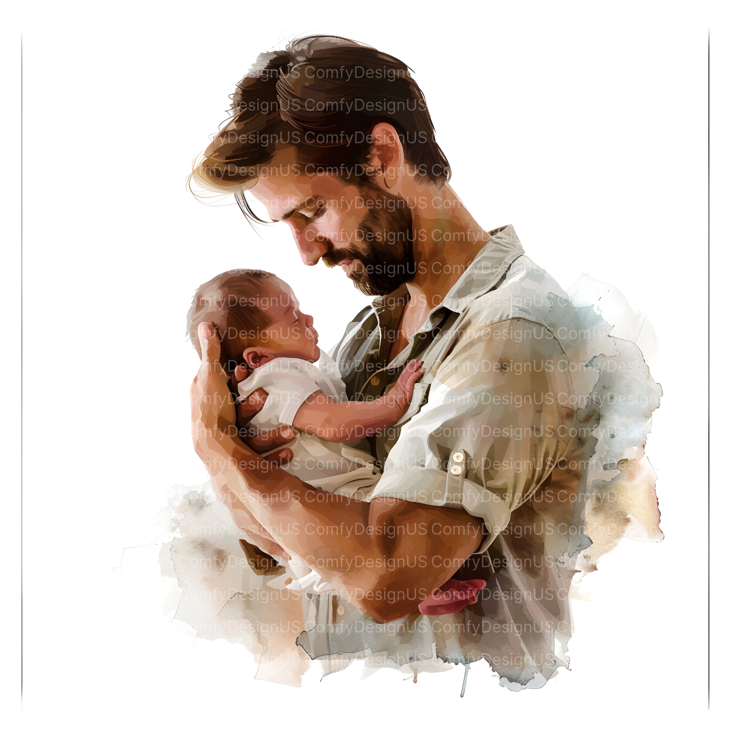 15 Fathers Watercolor Clipart, Fatherly Images, Father's Day, Dad ...