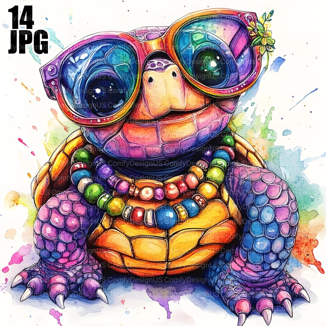 14 Sea Turtle Clipart, Watercolor Turtle, Rainbow Clipart, Ocean ...