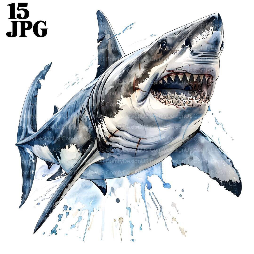 15 White Shark Clipart, Great White Shark, Sharks Clipart, Printable ...