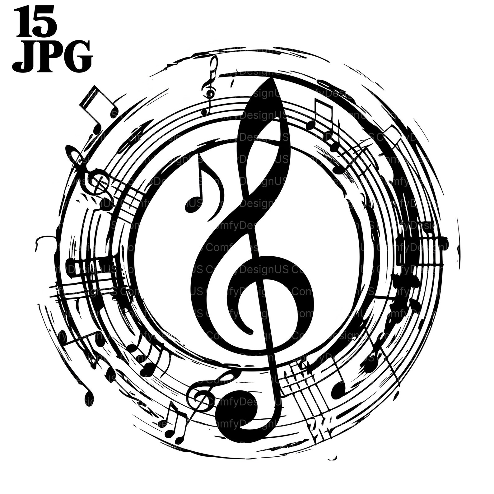 15 Music Notes Clipart, Music Wall Art, Music Notation Clipart ...