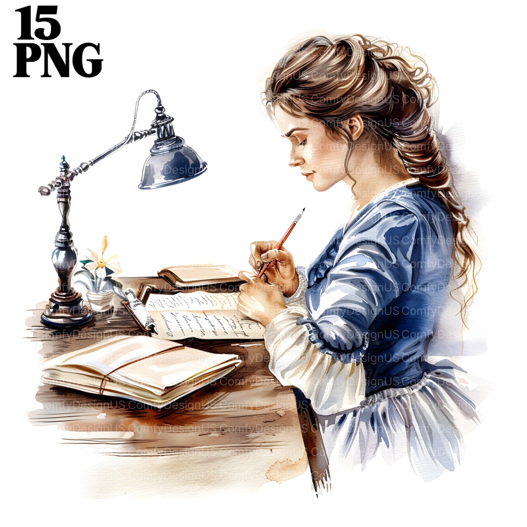 Woman Writing Clipart, Writer Clipart, Handwriting Clipart, Writing ...